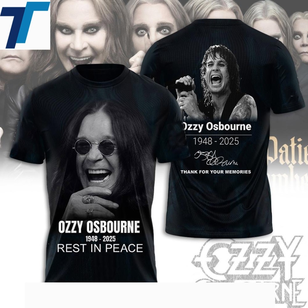 Ozzy Osbourne Rest In Peace 1948-2025 Thank You For The Memories T-Shirt - Official Owen Store