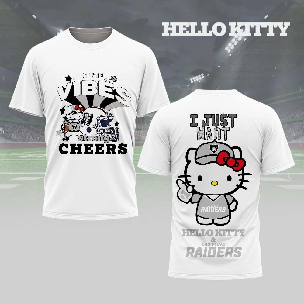 Las Vegas Raiders NFL x Hello Kitty Cute Vibes Strong Cheers Shirt ...