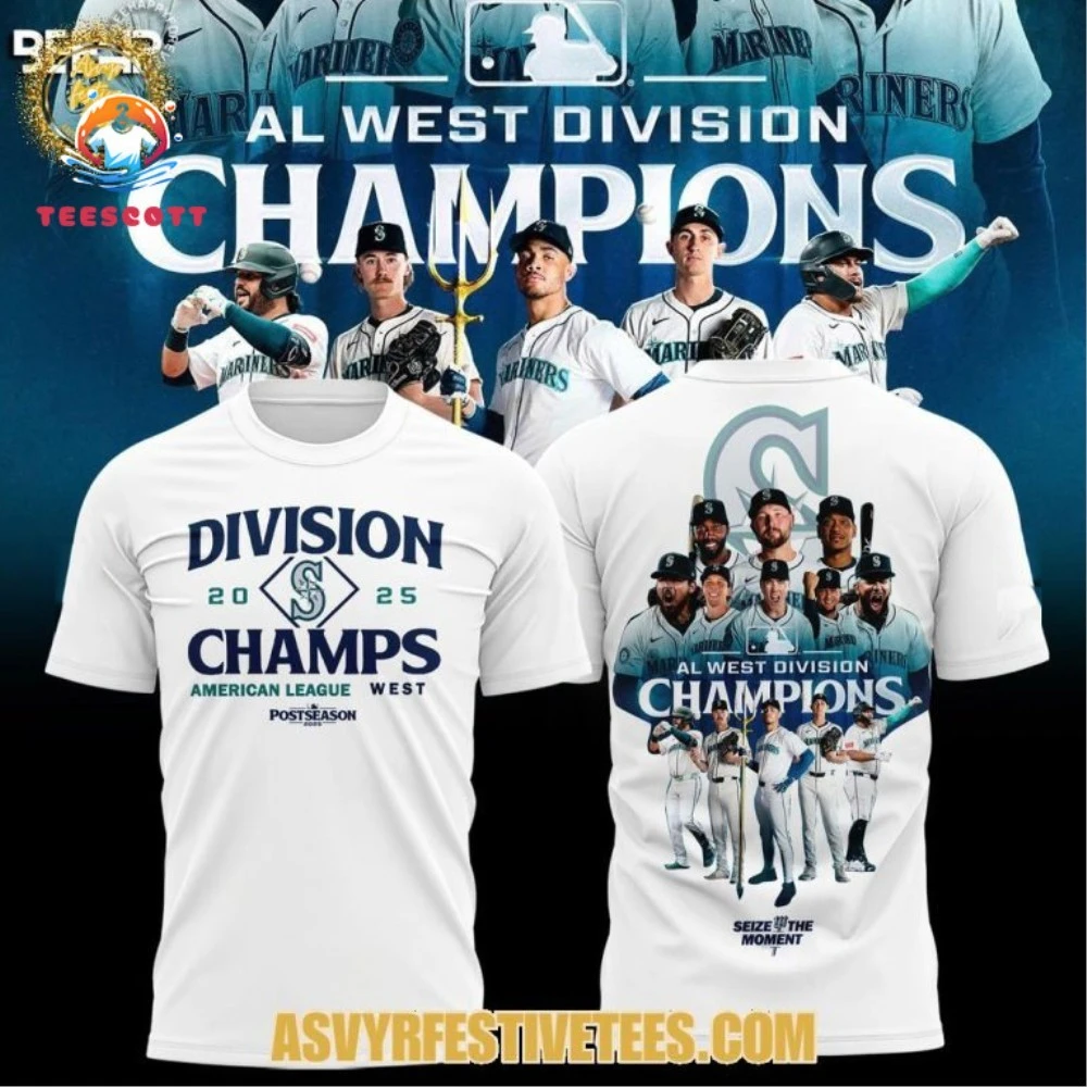 Seattle Mariners AL West Division Champs White 2025 Shirt - Official ...